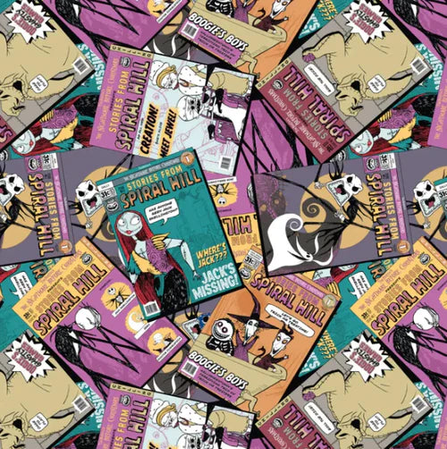 Nightmare Before Christmas Creepy Comics Covers Yardage