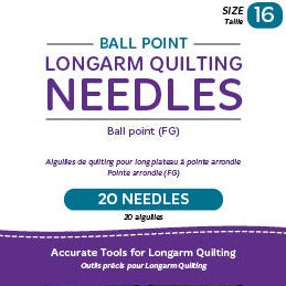 Ball Point Longarm Needles – Two Packages of 10 (16/100-FG, Ball Point